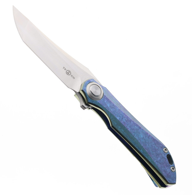 Get 100% Guarantee TwoSun Folding Knife Blue-Crystal Titanium Handle ...